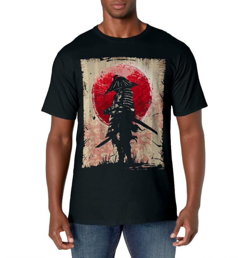 Japanese Art Samurai Vintage Fighter Retro Design T-Shirt