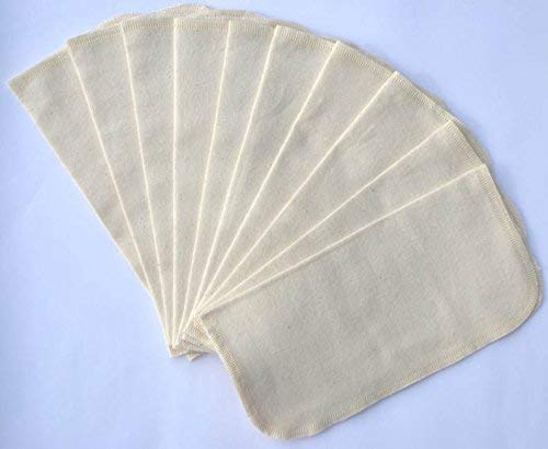 1 Ply Organic Flannel Washable Baby Wipes 8x8 Inches Set of 10 Sewn with Organic Cotton Thread