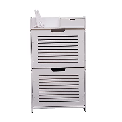 CNCEST Shoe Storage Cabinet Tipping Shoe Cabinet,White Shoe Rack Storage Organizer,Portable Shoe Rack Organizer,Cabinet for Heels,Slippers