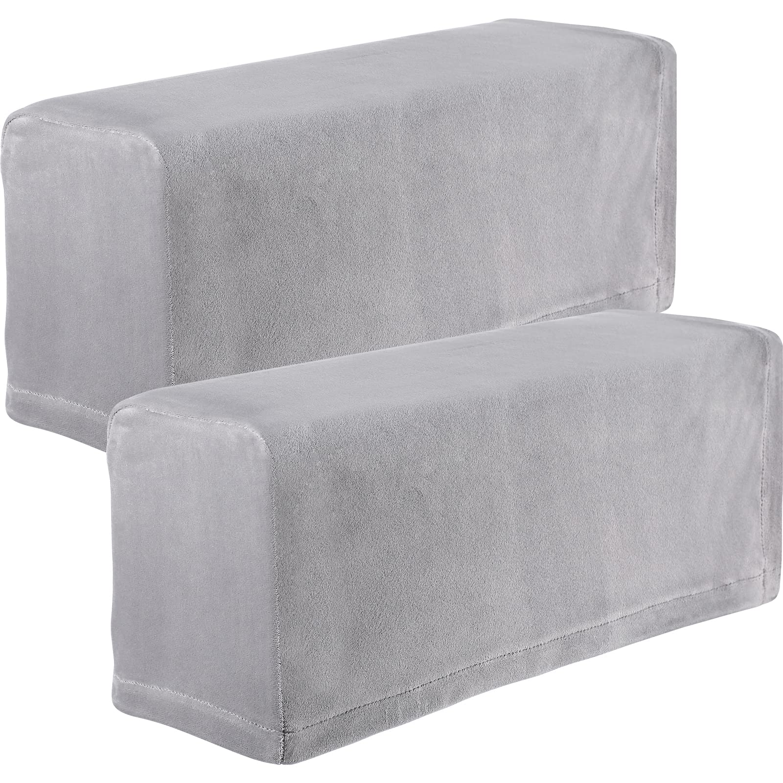 Garneck 2Pcs Stretch Fabric Armrest Covers Anti-Slip Spandex Recliner Armchair Couch Armrest Protector Furniture Protector Armchair Slipcovers Grey