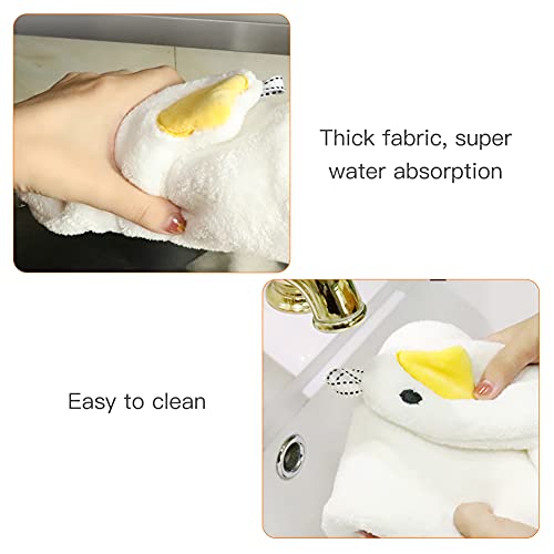 Pearlead 3Pcs Hanging Hand Towels with Hanging Loop Absorbent Coral Fleece Hand Towels for Kitchen Cute Goose Thick Kitchen Cloth Dish Towels Hand Dry Towels for Bathroom Khaki White Blue