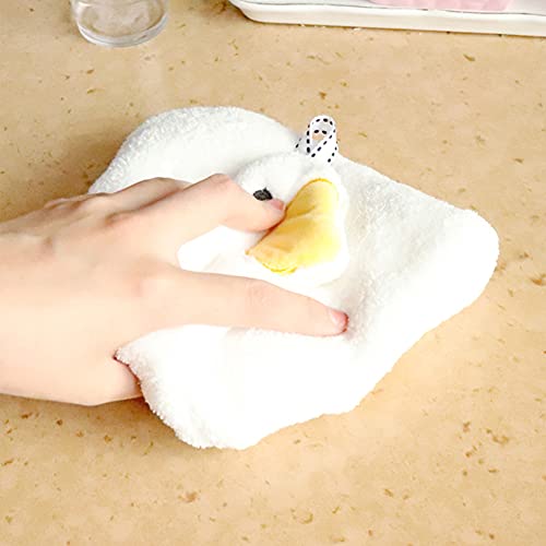 Pearlead 3Pcs Hanging Hand Towels with Hanging Loop Absorbent Coral Fleece Hand Towels for Kitchen Cute Goose Thick Kitchen Cloth Dish Towels Hand Dry Towels for Bathroom Khaki White Blue