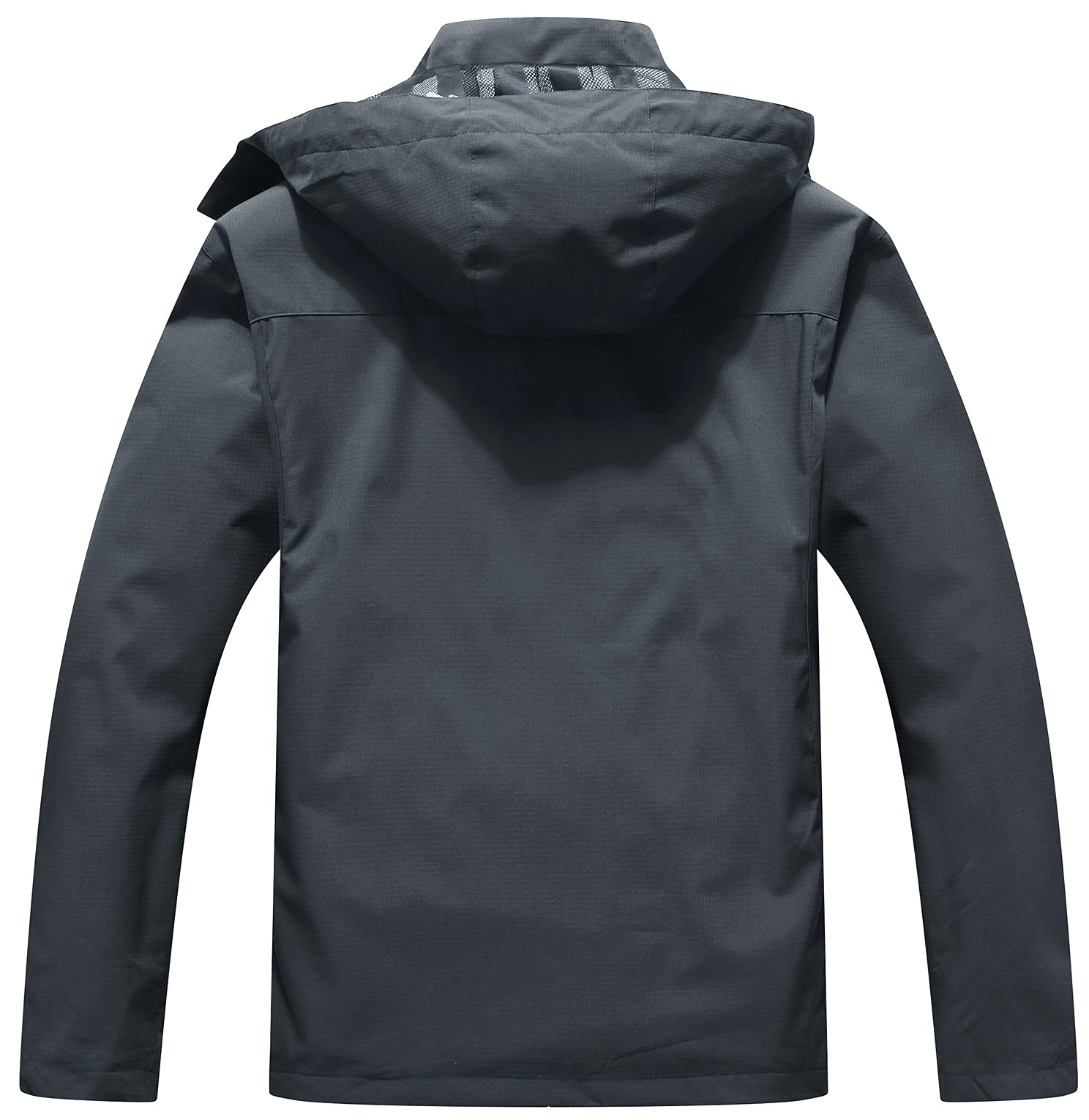 OTU Men's Lightweight Waterproof Hooded Rain Jacket Outdoor Raincoat Shell Jacket for Hiking Travel Darkgrey M