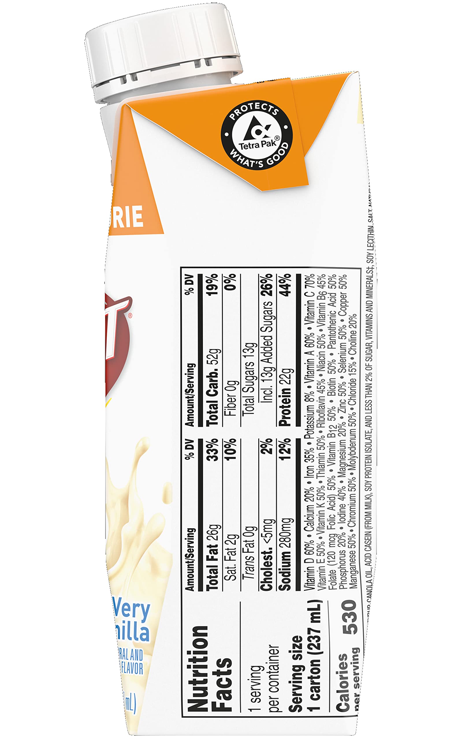 Boost Very High Calorie Nutritional Drink Very Vanilla, Made with Natural Vanilla Flavor & No Artificial Flavors, Colors & Sweeteners, 8 FL OZ (Pack of 3)