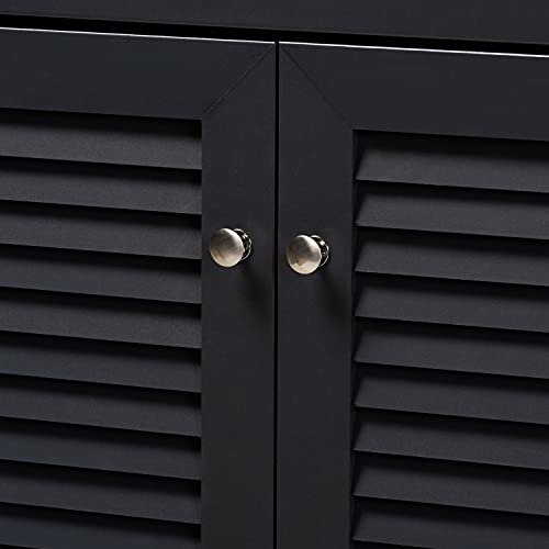 Baxton Studio Coolidge Wood 11-Shelf and Drawer Shoe Cabinet in Dark Gray
