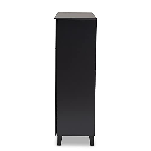 Baxton Studio Coolidge Wood 11-Shelf and Drawer Shoe Cabinet in Dark Gray