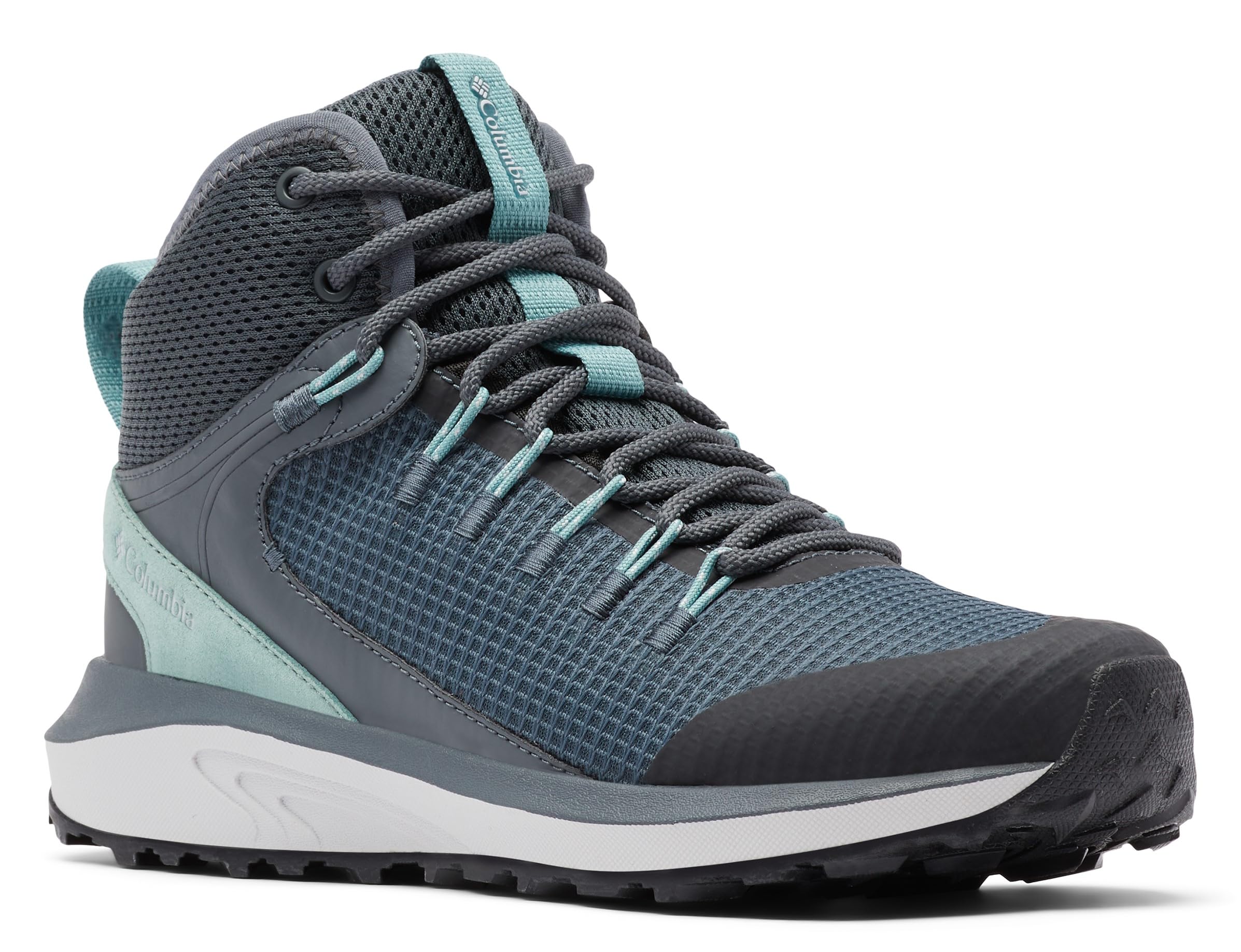 Columbia Womens Trailstorm Mid Waterproof Hiking Shoe, Graphite/Dusty Green, 8.5 Wide US