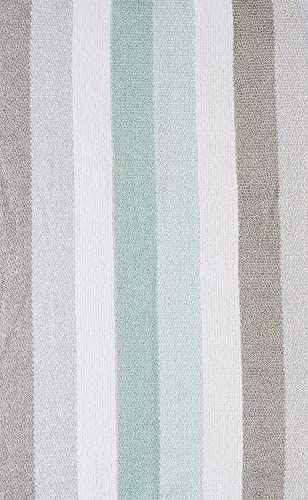 Caro Home Dana Stripe Towel Collection Finger Tip Grey/Green/White