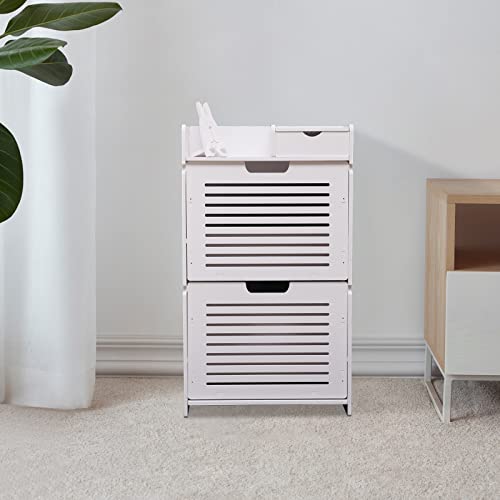 CNCEST Shoe Storage Cabinet Tipping Shoe Cabinet,White Shoe Rack Storage Organizer,Portable Shoe Rack Organizer,Cabinet for Heels,Slippers