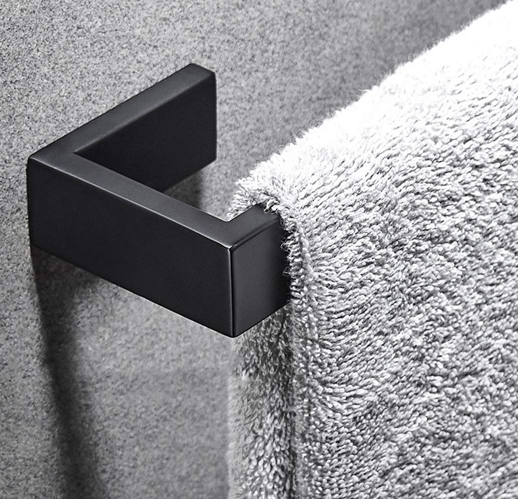 Towel Rack, Hand Towel Ring Holder SUS304 Stainless Steel, Hardware Set Towel Bar for Bathroom, Kitchen, Cabinet in Hotel or Home, Matte Black & Wall Mounted