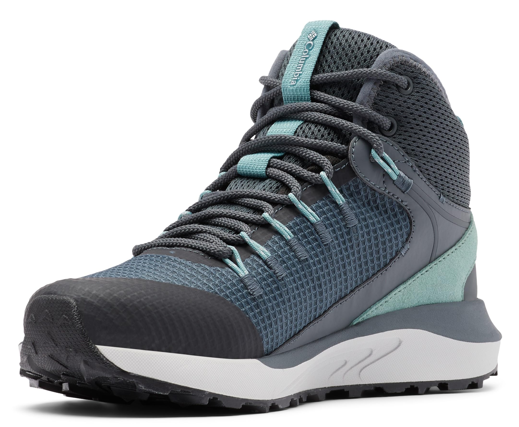 Columbia Womens Trailstorm Mid Waterproof Hiking Shoe, Graphite/Dusty Green, 8.5 Wide US