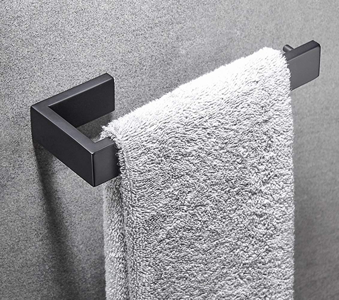 Towel Rack, Hand Towel Ring Holder SUS304 Stainless Steel, Hardware Set Towel Bar for Bathroom, Kitchen, Cabinet in Hotel or Home, Matte Black & Wall Mounted