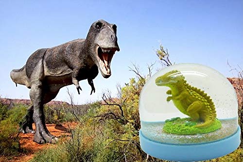 Lightahead Mini Dinosaur Snow Globe Inside Blue Base,Table Top Decorations Christmas,Birthday Gifts