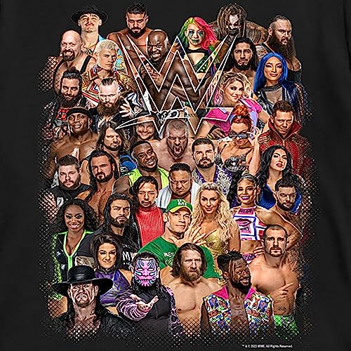 WWE Boys Superstars Group Shirt - John Cena, Daniel Bryan, Seth Rollins World Wrestling Champion Belt T-Shirt (Black Group, Medium)