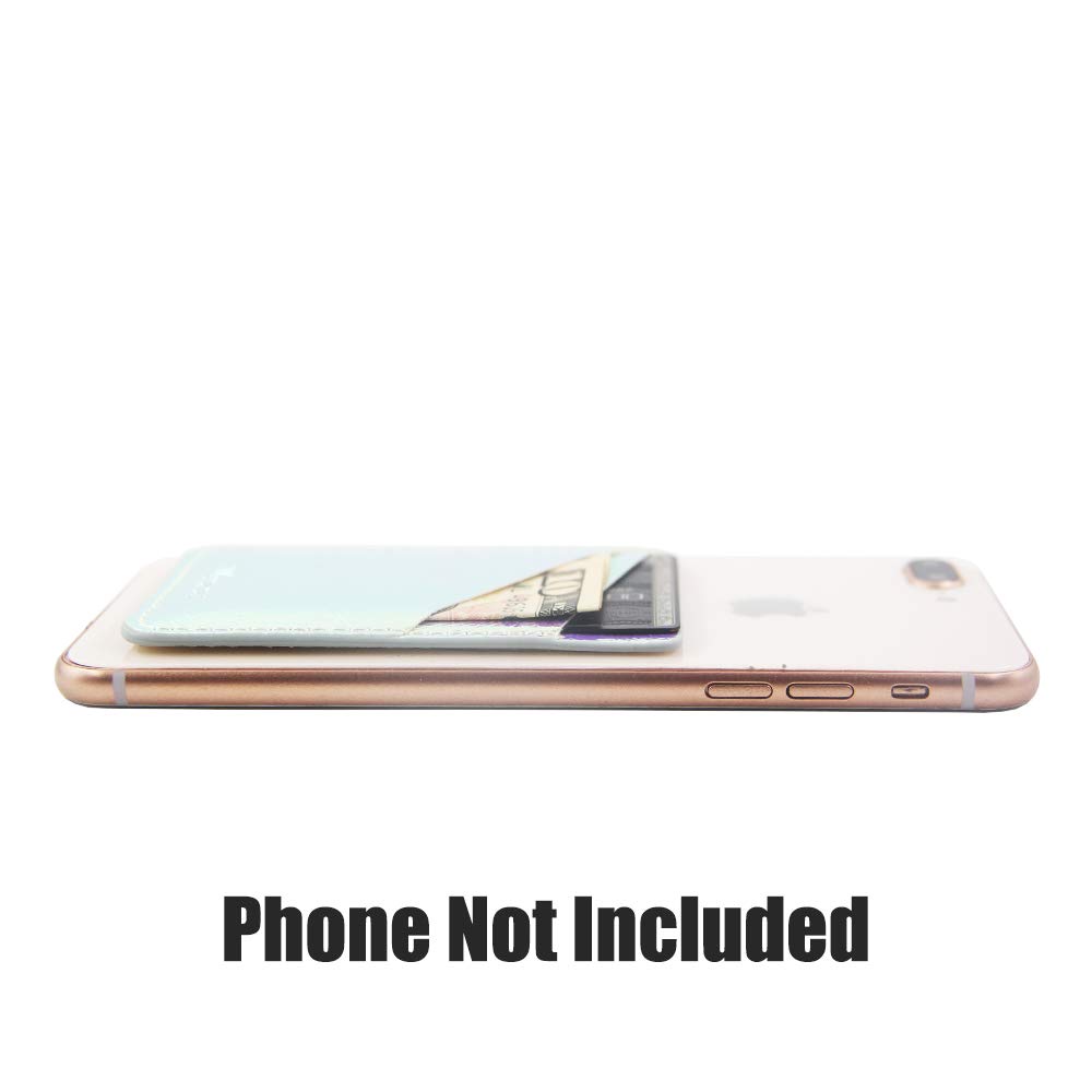 Obbii Metallic Gold PU Leather Card Holder for Back of Phone with 3M Adhesive Stick-on Credit Card Wallet Pockets for iPhone and Android Smartphones (Silver)
