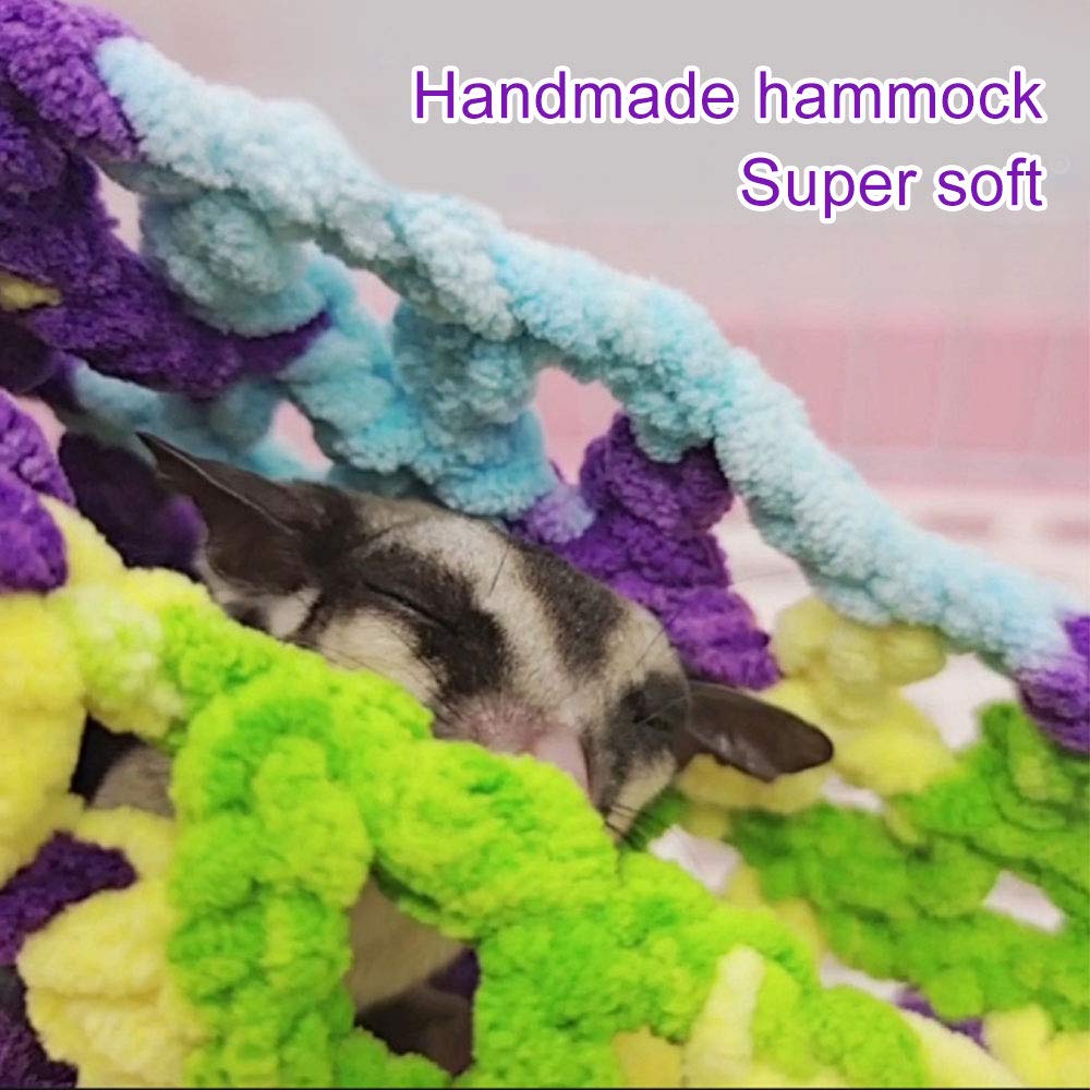 Oncpcare Small Pet Cage Hammock, Plush Woven Parrot Climbing Toy, Cozy Sugar Glider Hideout Tunnel Hideaway Bed for Rat Hamster Squirrel Guinea Pig Ferret, Colour Random