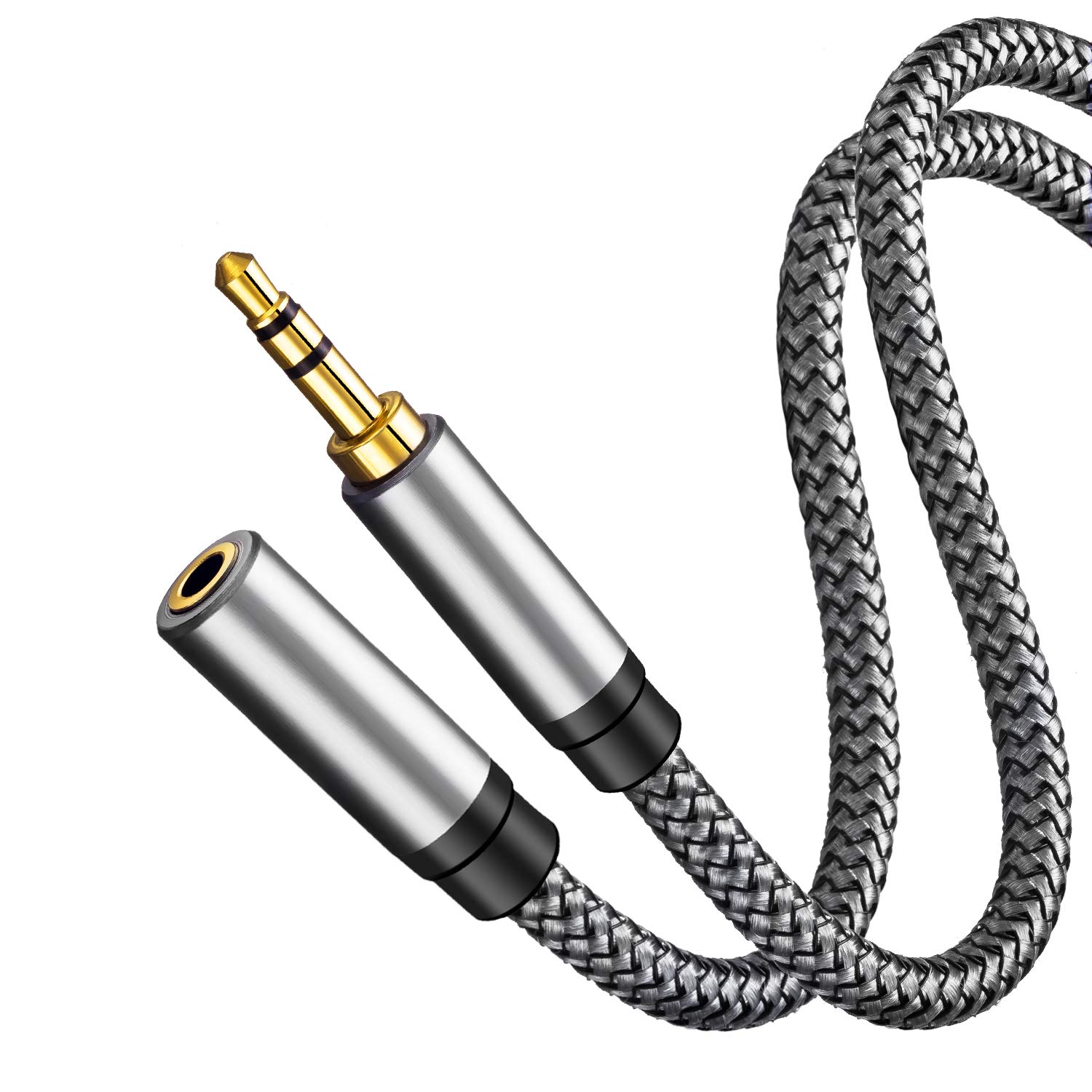 Tan QY Audio Extension Cable 1.5Ft,Audio Auxiliary Stereo Extension Audio Cable 3.5mm Stereo Jack Male to Female, Stereo Jack Cord for Phones, Headphones, Speakers, Tablets and More(1.5Ft/0.5M)
