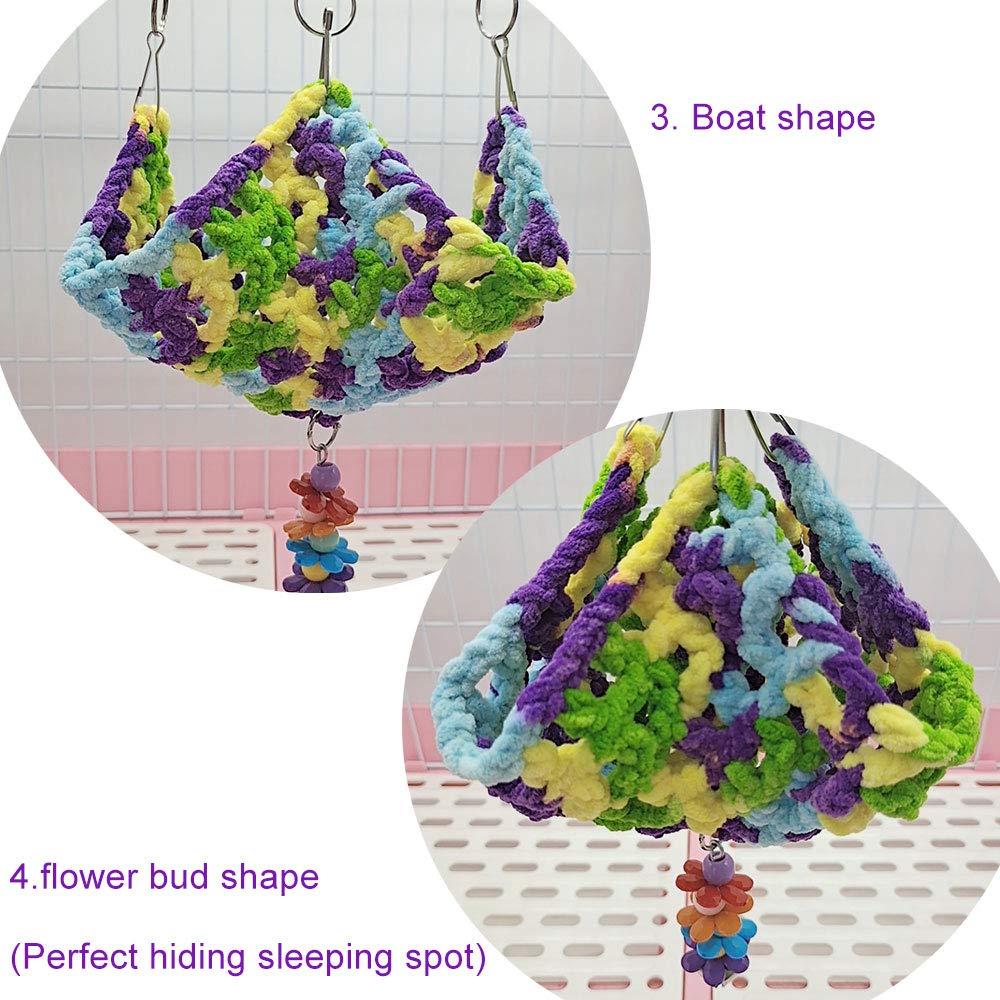 Oncpcare Small Pet Cage Hammock, Plush Woven Parrot Climbing Toy, Cozy Sugar Glider Hideout Tunnel Hideaway Bed for Rat Hamster Squirrel Guinea Pig Ferret, Colour Random