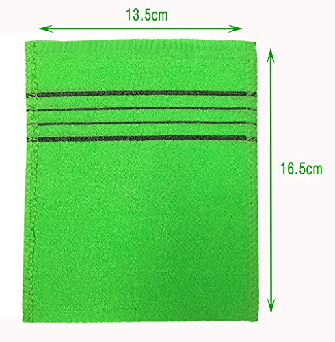 Genuine Korean Exfoliating Bath Washcloths Scrub Glove for Body / Premium Rayon Korean Skin Italy Towels Mitt (4pcs - Green)