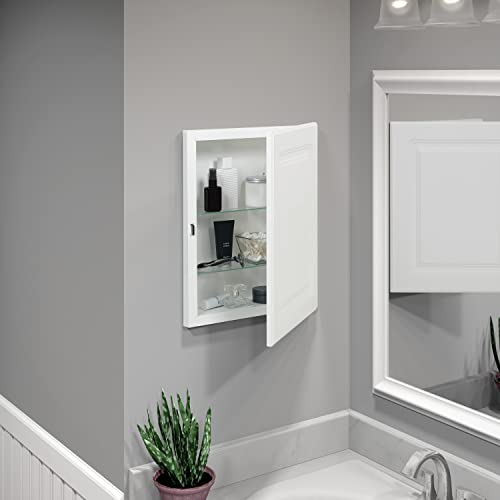 American Pride Recess-Mount Raised Panel Door Medicine Cabinet, 16" x 20", Steel Body, White