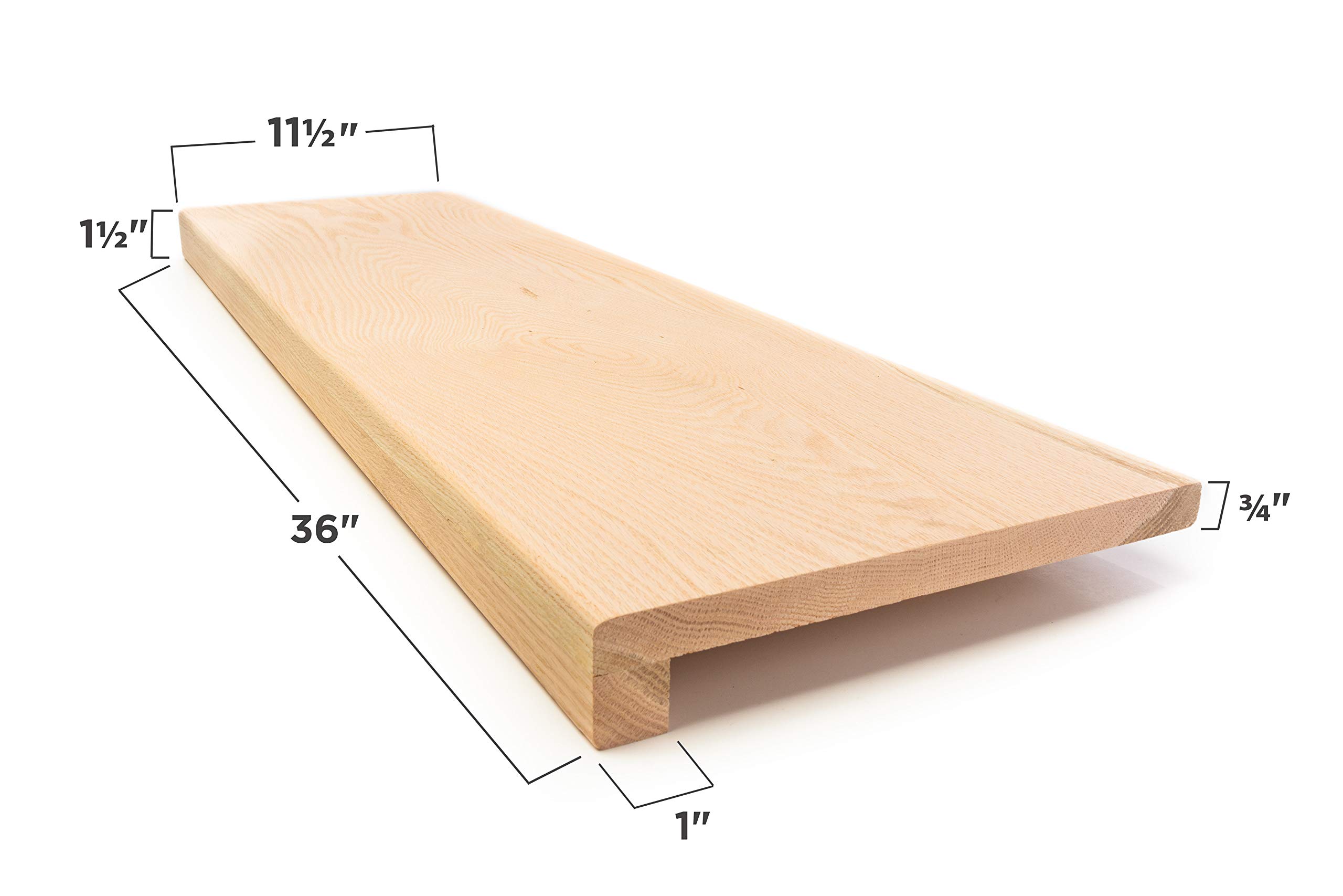 Red Oak Solid Wood Stair Tread with Small (3/4") Square Nose Profile (36" X 11 1/2")