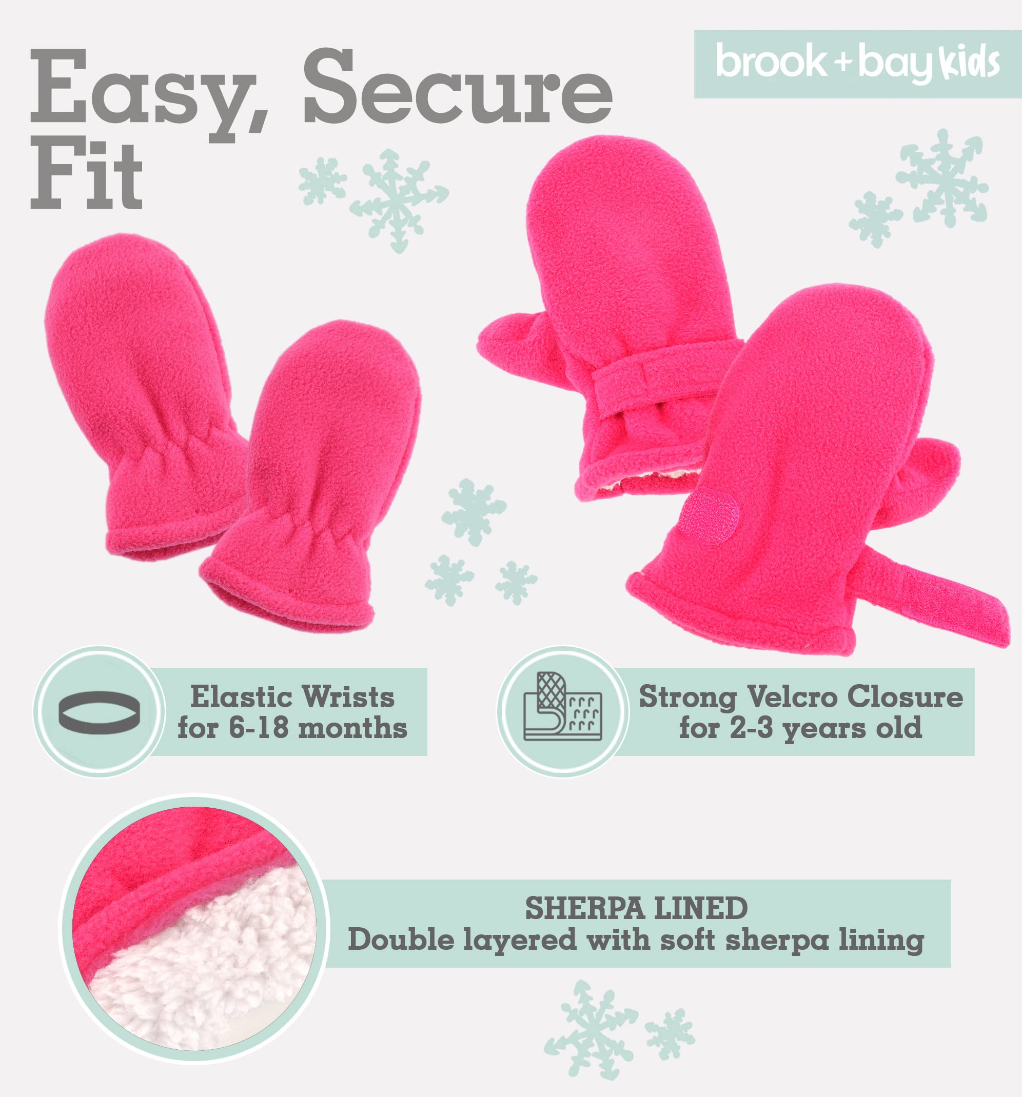 Brook + Bay Toddler Hat & Glove Set - Toddler Mittens & Winter Hat - Baby Fleece Hat for Infant Kids Set 2-3 years old - Pink