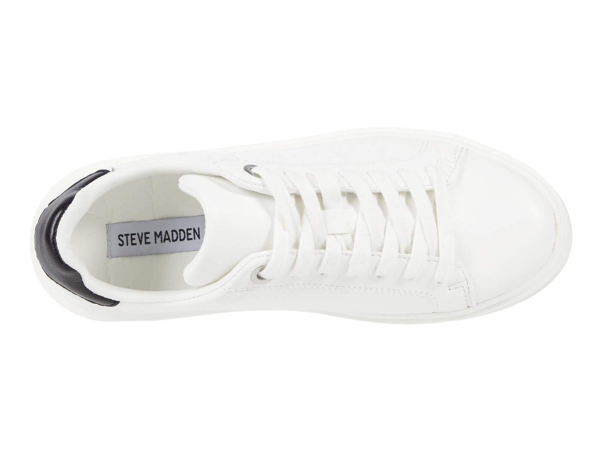 Steve Madden Women's Catcher Sneaker, White Black, 7
