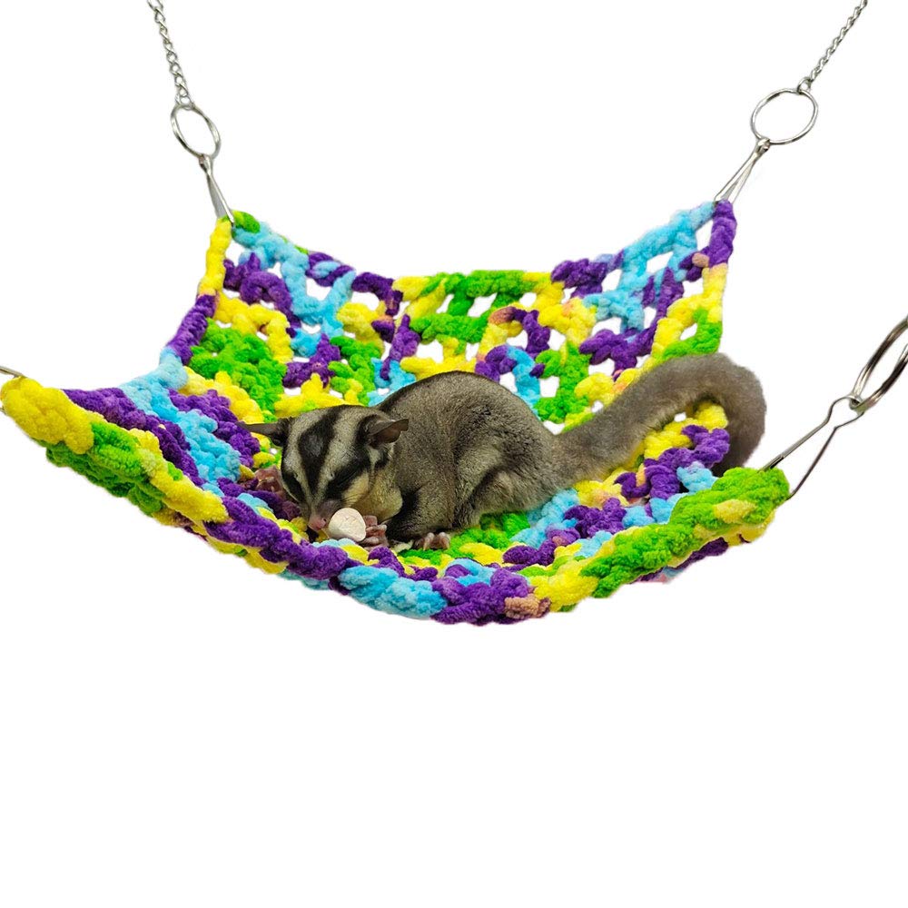 Oncpcare Small Pet Cage Hammock, Plush Woven Parrot Climbing Toy, Cozy Sugar Glider Hideout Tunnel Hideaway Bed for Rat Hamster Squirrel Guinea Pig Ferret, Colour Random