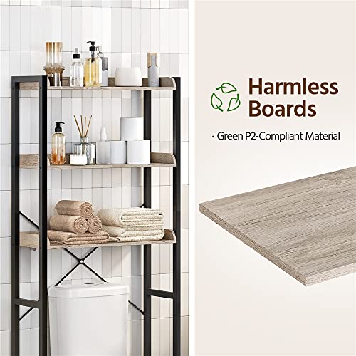 Yaheetech 3-Tier Over The Toilet Storage Shelf, Wooden Bathroom Space Saver Toilet Storage Rack with Shelves, Free Standing Bathroom Organizer Rack for Home, 25 x 10 x 65 Inches, Gray
