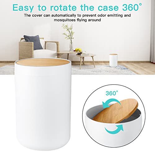 Otostar Bamboo Bathroom Accessory Set 6 Piece Bathroom Accessories Set Plastic Gifts Bath Set with Toothbrush Holder Soap Dispenser Qtip Holder Tumbler Soap Dish Toilet Brush Holder Trash Can (White)
