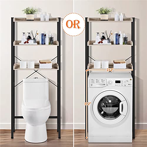 Yaheetech 3-Tier Over The Toilet Storage Shelf, Wooden Bathroom Space Saver Toilet Storage Rack with Shelves, Free Standing Bathroom Organizer Rack for Home, 25 x 10 x 65 Inches, Gray