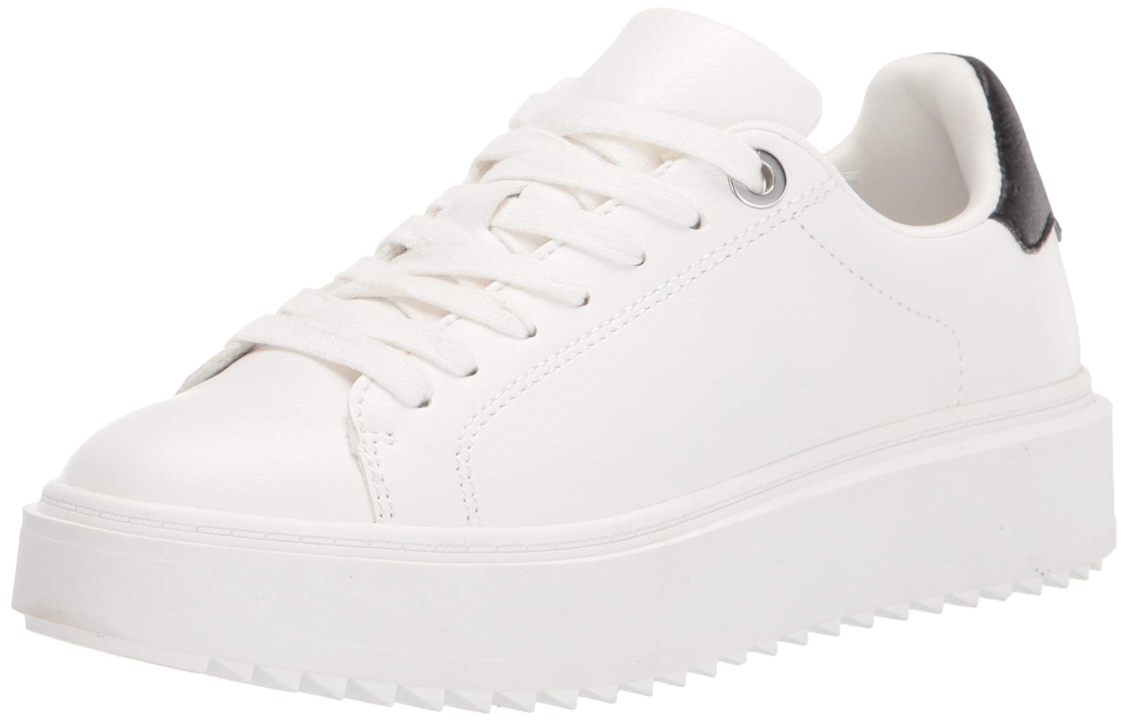 Steve Madden Women's Catcher Sneaker, White Black, 7
