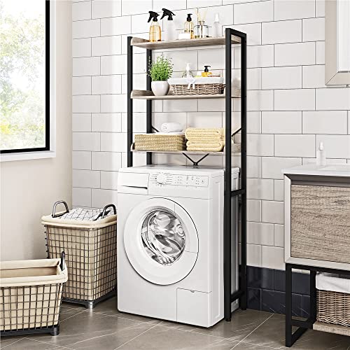Yaheetech 3-Tier Over The Toilet Storage Shelf, Wooden Bathroom Space Saver Toilet Storage Rack with Shelves, Free Standing Bathroom Organizer Rack for Home, 25 x 10 x 65 Inches, Gray