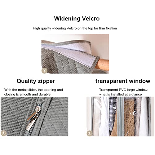 YXDFG Hanging Garment Bag for Closet,Dustproof Breathable and Non-Woven Fabrics Wardrobe Clothing Storage Organizer,with Large Clear Window and Zippers Opening,Brown,52×52×90cm