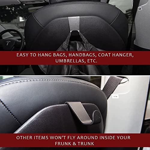 CoolKo Tesla Aluminum Alloy Hooks Seat Headrest Bag Holder Garment Clothes Coat Hangers - Model S X 3 Y (Set of 2)