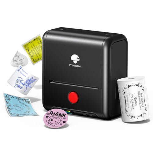 Memoqueen Thermal Label Maker, M200 Bluetooth Thermal Label Printer, 3 Inch Address Label Maker for Small Business, Home, Office, Barcode, Logo, Black