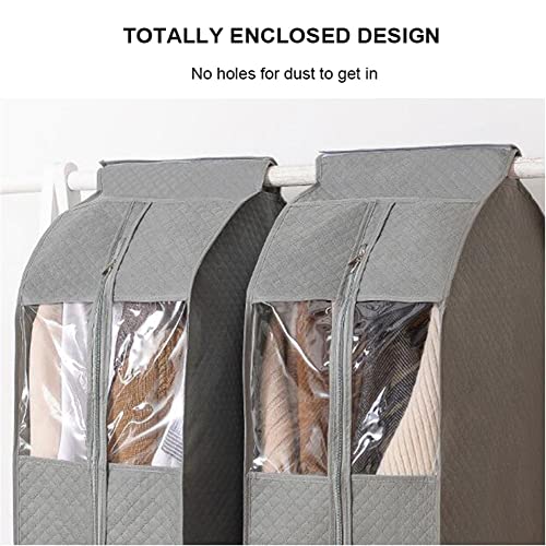YXDFG Hanging Garment Bag for Closet,Dustproof Breathable and Non-Woven Fabrics Wardrobe Clothing Storage Organizer,with Large Clear Window and Zippers Opening,Brown,52×52×90cm