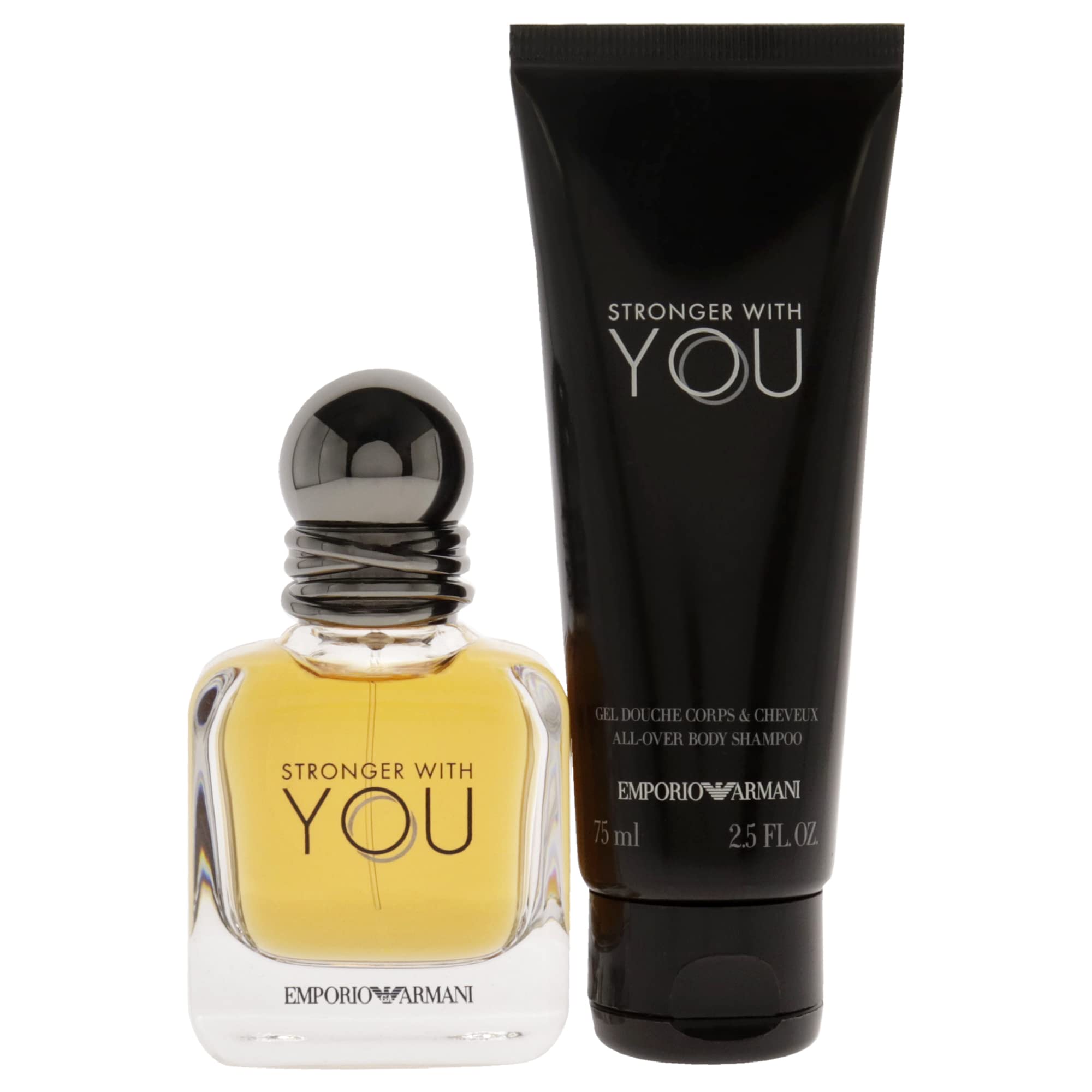 Emporio Armani Stronger With You 1oz EDT Spray, 2.5oz All Over Body Shampoo Men 2 Pc Gift Set