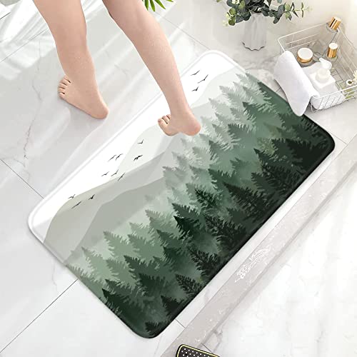 ZYLLGLOW Forest Shower Curtain Set Boho Shower Curtain Set with Rugs, Abstract Mountain Bathroom Decor Accessories Bathroom Set with Shower Curtain and Rugs Leaves Curtain Set