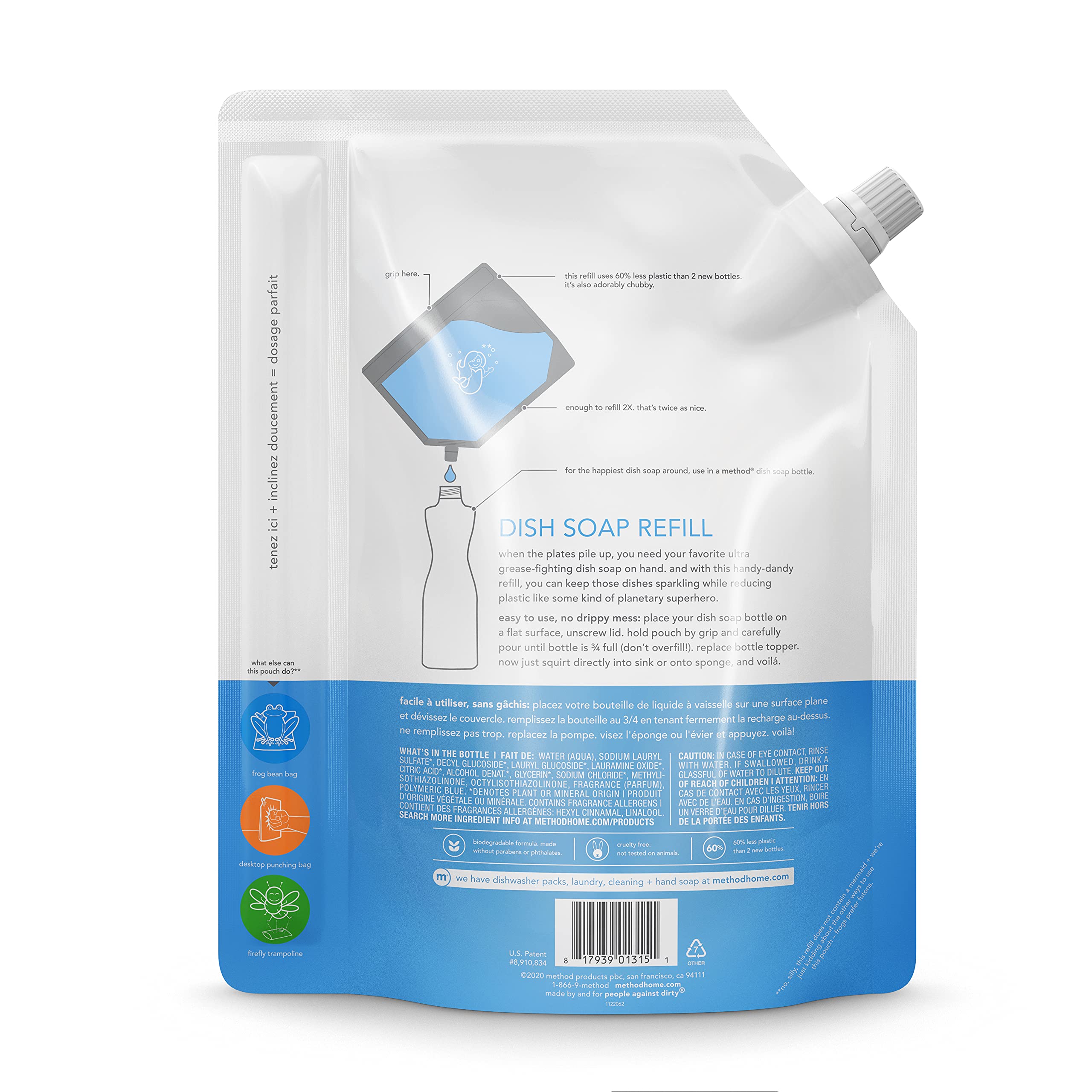Method Gel Dish Soap Refill, Sea Minerals, 36 Ounces, 2 pack, Packaging May Vary