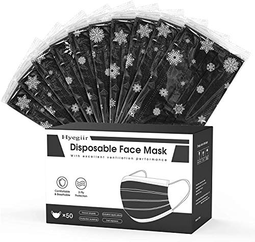 50 Pack Black Disposable 3 Ply Individually Wrapped Face Masks For Daily Protection