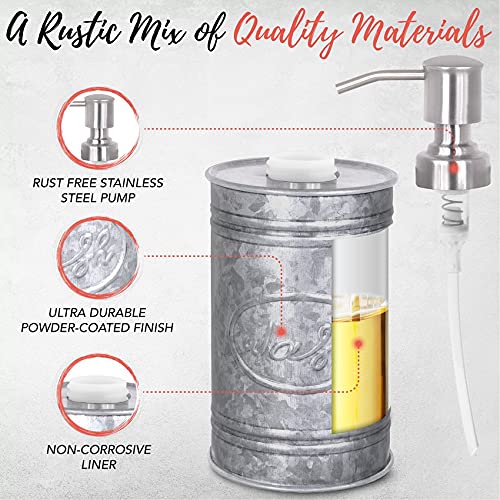 Autumn Alley Rustic Bathroom Accessories Set - Farmhouse Bathroom Soap Dispenser and Toothbrush Holder Set - Western Bathroom Accessories, Farmhouse Decor for Bathroom Countertop, Galvanized Grey