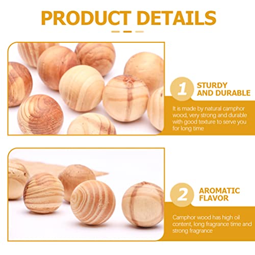 UKCOCO 120 Pcs Natural Camphor Ball Fresh Cinnamomum Camphora Root Neutralizing Odor Camphor Balls Cedar Blocks Closet Deodorizer for Clothes Storage Closets Drawers 1.8cm