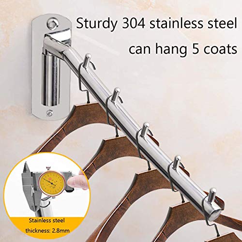 MulYeeh Folding Wall Mounted Clothes Hanger Rack Coat Hanger Stainless Steel Clothes Hook with Swing Arm for Bedroom Bathroom