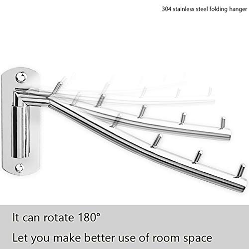 MulYeeh Folding Wall Mounted Clothes Hanger Rack Coat Hanger Stainless Steel Clothes Hook with Swing Arm for Bedroom Bathroom