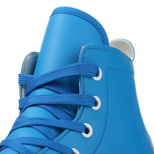 Women's Roller Skates PU Leather High-top Roller Skates Four-Wheel Roller Skates Shiny Roller Skates with Carry Bag for Girls (7, Blue Flash Wheel)