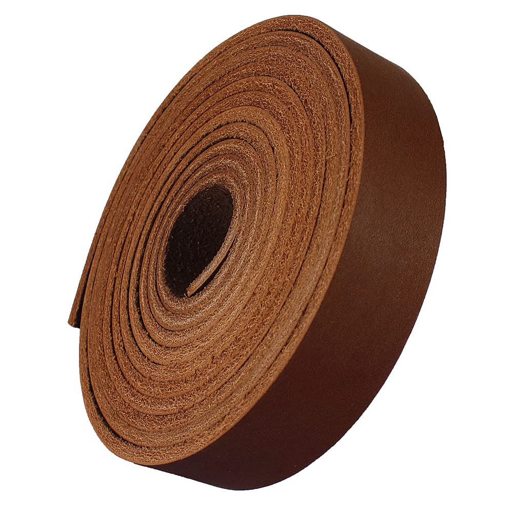 LolliBeads (TM) Genuine Leather Strap Leather Strip 3/4 Inch Wide and 72 Inches Long, Brown