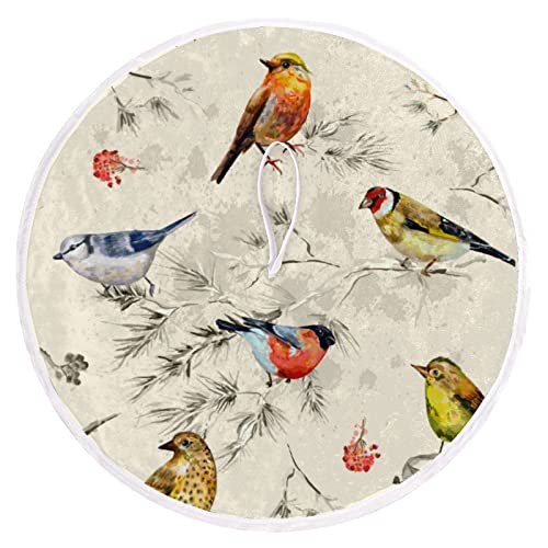 cfpolar Retro Cardinal Floral Tree Kitchen Hanging Towels Absorbent Soft Vintage Bird Hand Towels with Hanging Loops for Laundry Room Bathroom Kitchen Hotel, for Woman