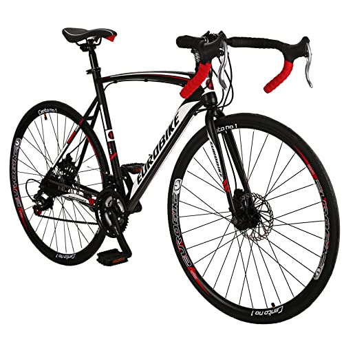 EUROBIKE HY XC550 Road Bike,21 Speed Road Bicycle for Adults Men and Women,Disc Brake 700C Race Bike for Beginner to Intermediate Bicycle Riders(54cm-32 Spoke)