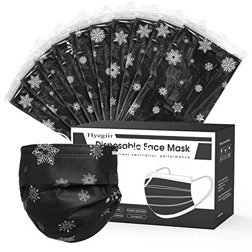 50 Pack Black Disposable 3 Ply Individually Wrapped Face Masks For Daily Protection